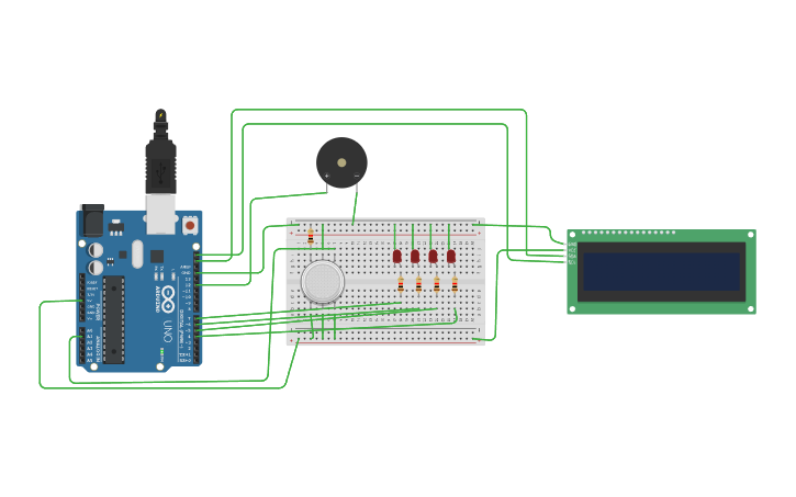 Circuit design Practical 4: Air Quality Gas Sensor (MQ135) - Tinkercad
