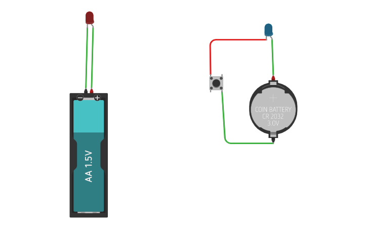 Circuit design LED with Two Batteries - Tinkercad