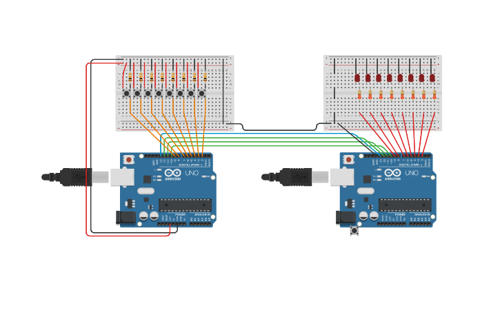 Circuit design Arduino en modo Multiplexor con Arduino UNO R3 - Tinkercad