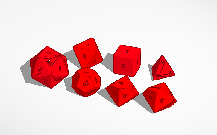 3D design Polyhedral Dice Set - Tinkercad