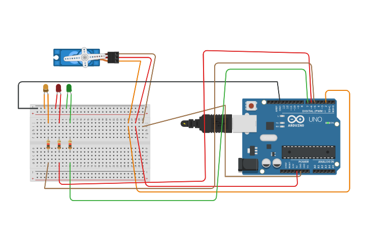 Circuit design Servo MOtor - Tinkercad
