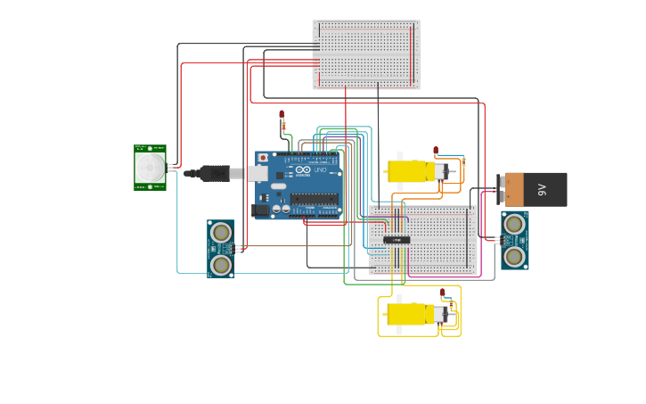 Circuit design Sumobot v1.9 - Tinkercad