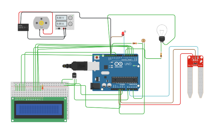 Circuit design Smart Farming System - Tinkercad