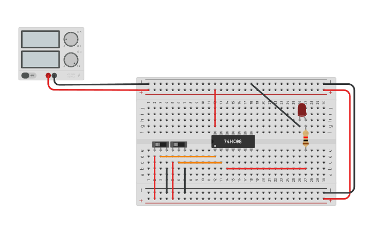 Circuit design AND GATE - Tinkercad