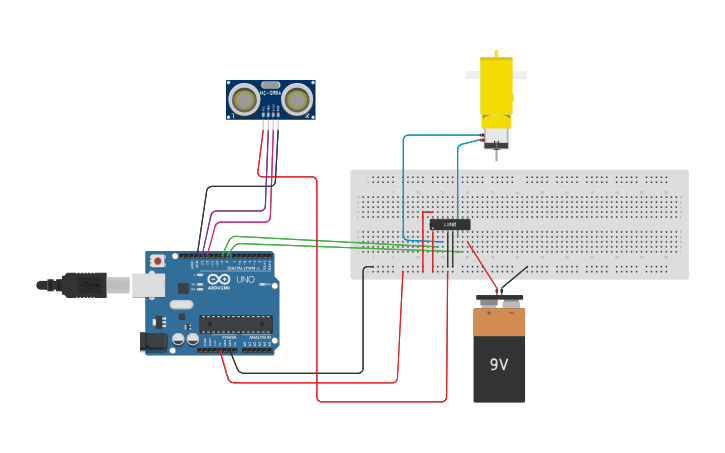Circuit design distance with motor - Tinkercad