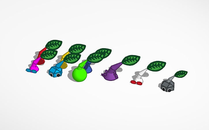 3D design Pikmin Colored Stems - Tinkercad