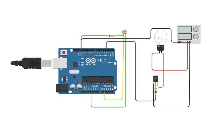 Circuit design Smart Street light - Tinkercad