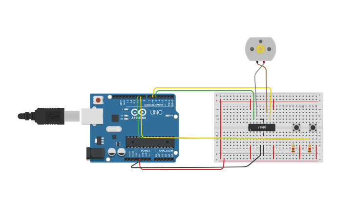 Circuit design DC Motor controller using L293D and 2 push buttons non ...