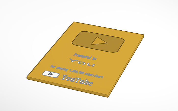 3D design youtube 1m sub play button - Tinkercad