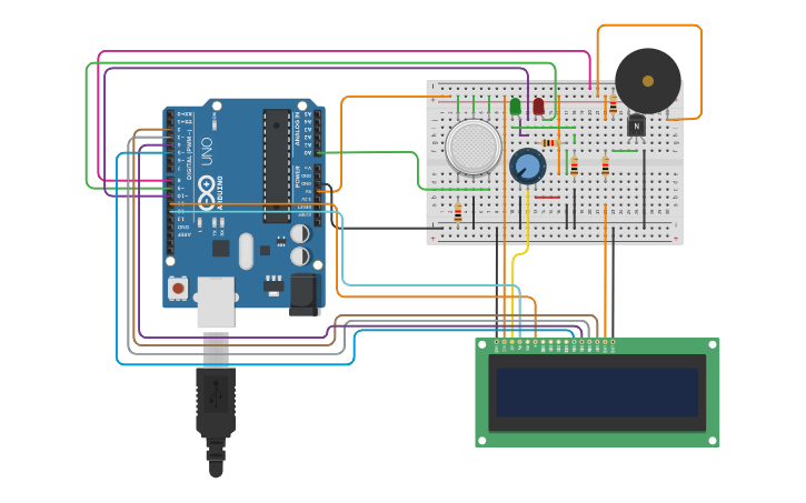 Circuit design Alat Sensor Kebocoran Gas 1815051043 - Tinkercad