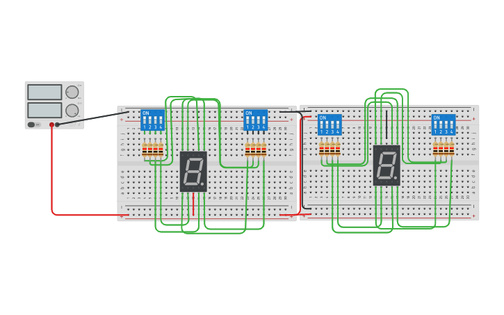 Circuit design 7 segment - Tinkercad