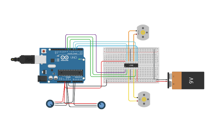 Circuit Design Motor Speed Controlling Using Potentiometer Tinkercad