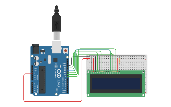 Circuit design LCD Display - Tinkercad