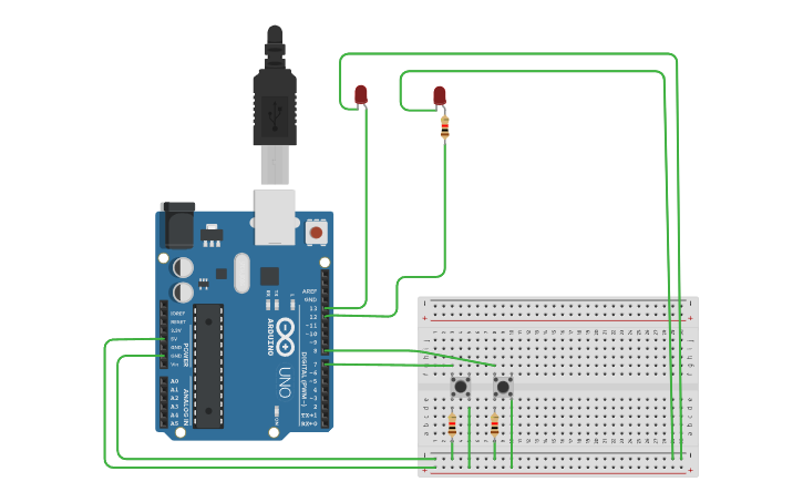 Circuit design Arduino program to control an LED using push button - Tinkercad