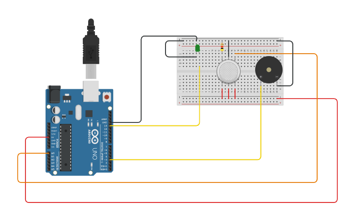 Circuit design SENSOR DE GAS - Tinkercad