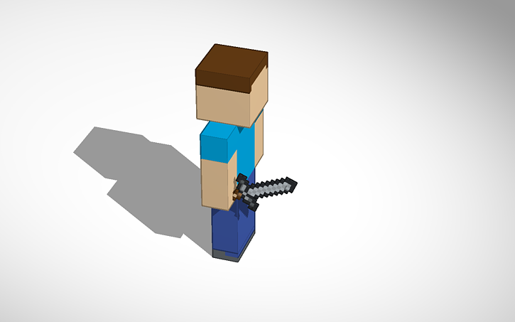 3D design Minecraft steve holding iron sword - Tinkercad