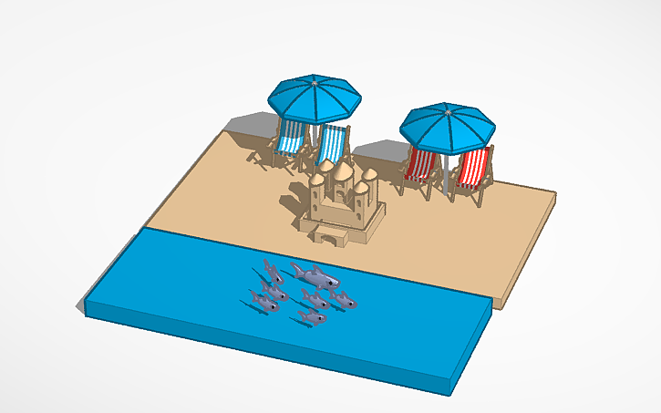 3D design beach castle - Tinkercad