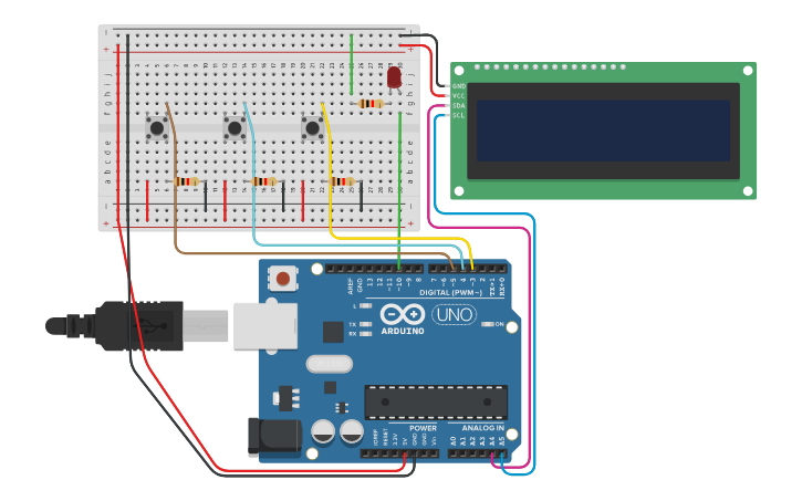 Circuit design LCD Arduino - Tinkercad