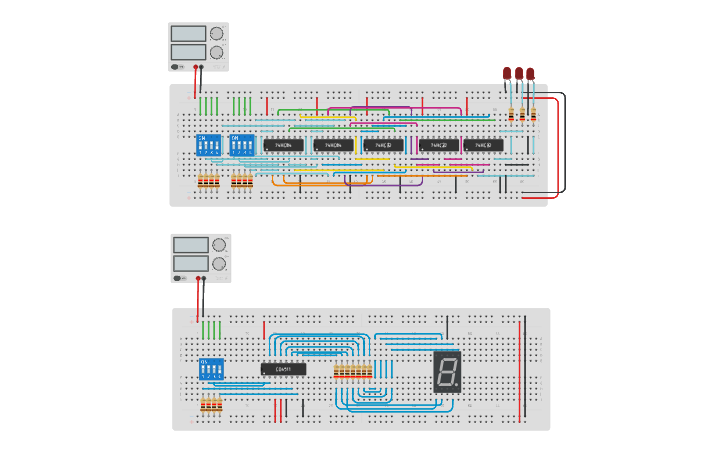Circuit design LT4 - Encoder & 7 Segment - Tinkercad
