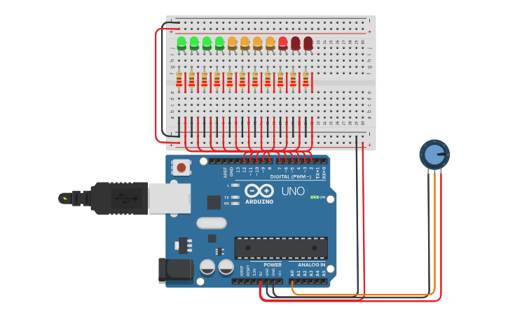 Circuit design Shift Light Indicator - Tinkercad