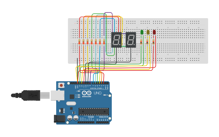 Circuit design 2 DIGIT COUNTER - Tinkercad