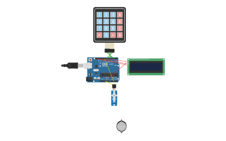 Circuit design Arduino + Keypad + LCD + Servo - Tinkercad