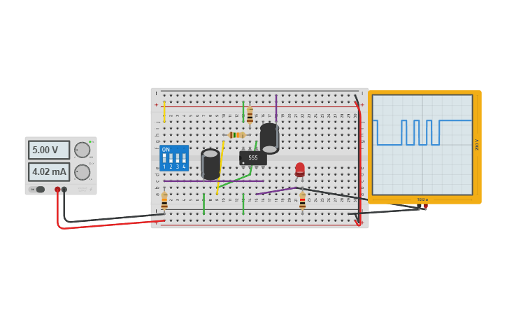 Circuit design Astable NE555 1abril - Tinkercad