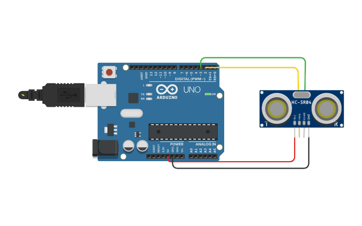 Circuit design HC-SR04 Sensor - Tinkercad