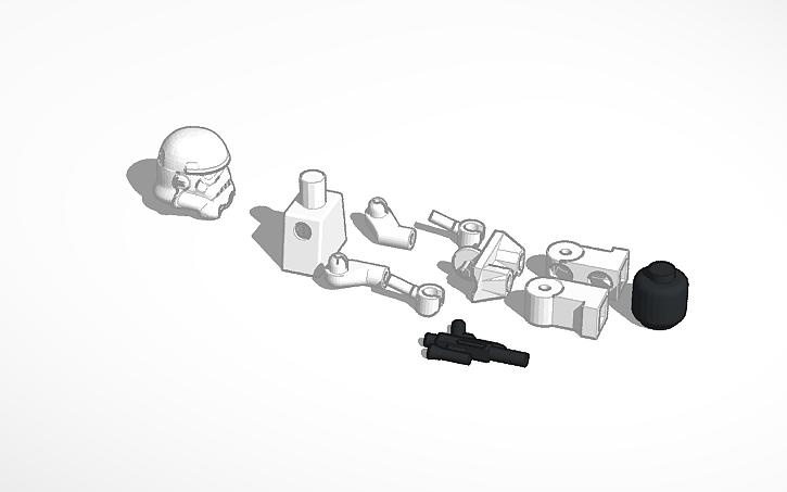 3D design Lego Stormtrooper minifigure pieces - Tinkercad