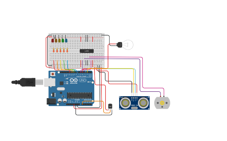 Circuit design Sensor Suhu Air dan Sensor Tangki Air - Tinkercad