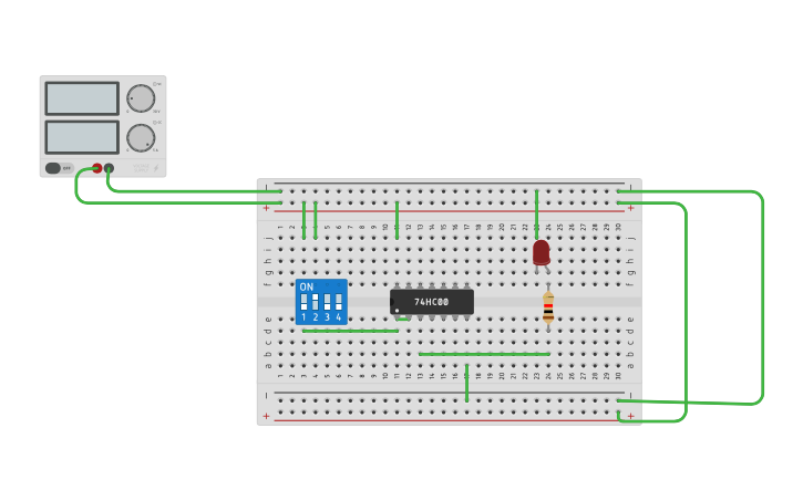 Circuit design NOT gate using NAND gate - Tinkercad