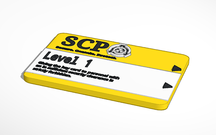 3D design SCP Card Level one - Tinkercad