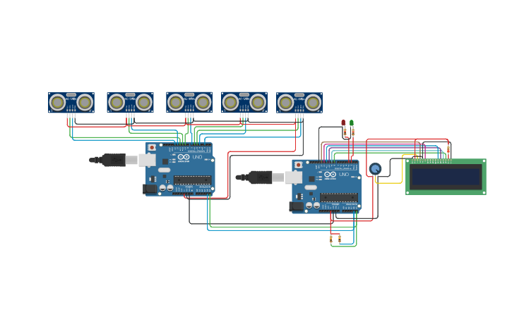 Circuit design Smart Parking System - Tinkercad