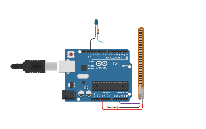 Circuit design Arduino FSR using Flex Sensor - Tinkercad