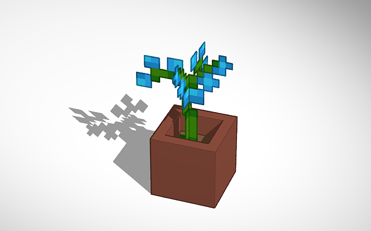 3D design Minecraft Blue Orchid in a pot - Tinkercad