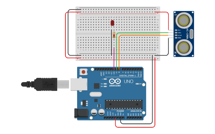 Circuit design Sensor Ultrasónico Mediante Arduino - Tinkercad