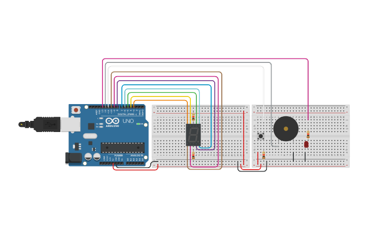 Circuit design 7 segment display - Tinkercad