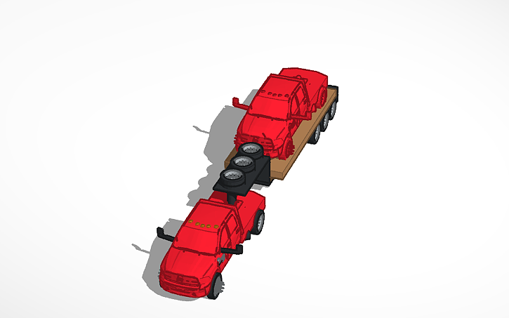 3D design Nice Ram trucks with a goose neck trailer - Tinkercad