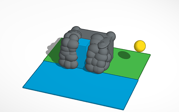 3D design waterfall scenery - Tinkercad