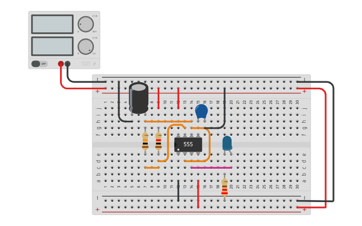 Circuit design Timer 555 - Tinkercad