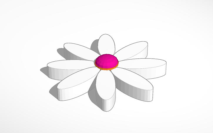 3D design Daisy with joined petals,rounded top and hole for ring ...