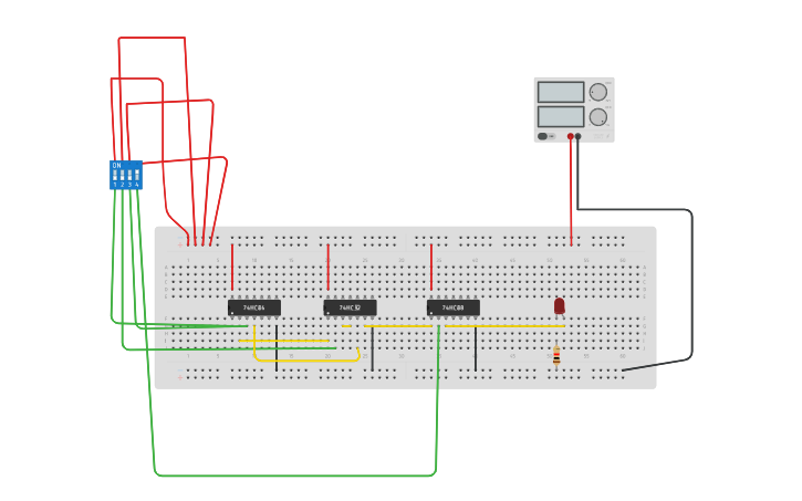 Circuit design DE PRACTICAL 3 K-MAP - Tinkercad