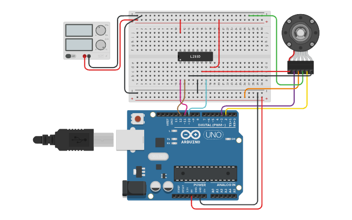 Circuit design DC Motor with encoder (previous) - Tinkercad