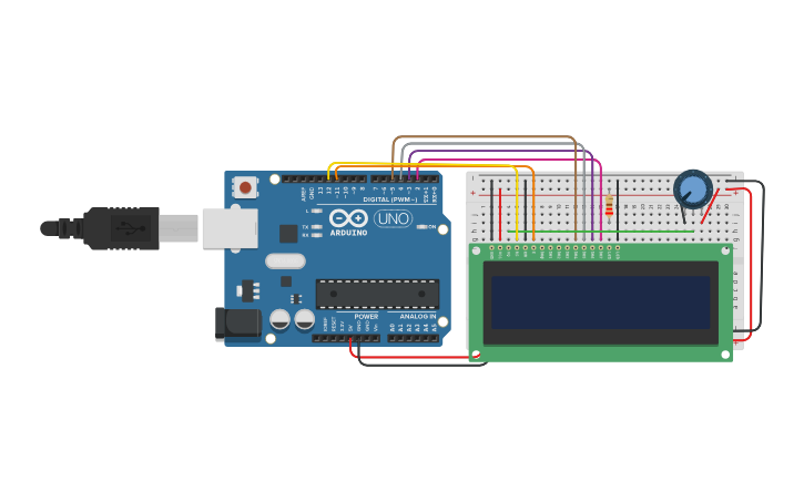 Circuit design lcd hello world - Tinkercad