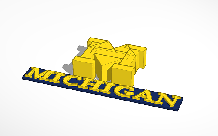 3D design Michigan Block M - Tinkercad