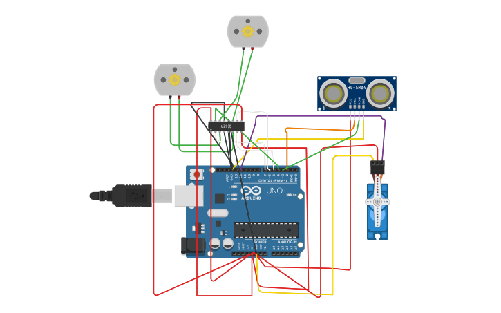 Circuit design obstacle avoiding robot - Tinkercad