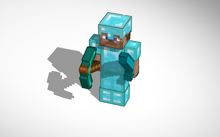 3D design Minecraft Steve with Diamond Armor and with Some Cool Weapons ...