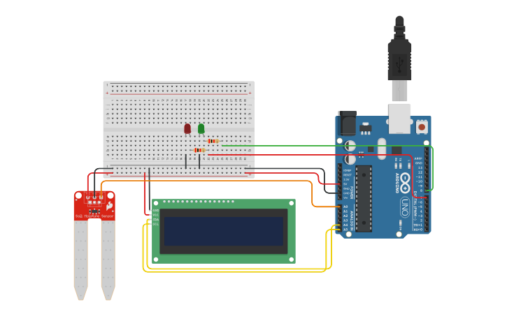 Circuit design Soil Moisture Sensor - Tinkercad