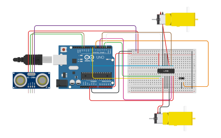 Circuit design Obstacle Avoiding Robot - Tinkercad