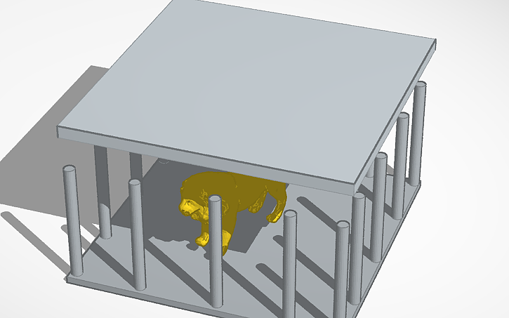 3D design lion with cage - Tinkercad